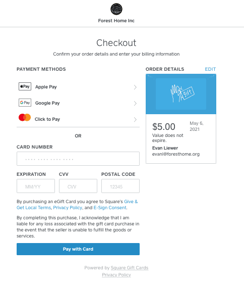 Forest Home Christian Camps - Storecard